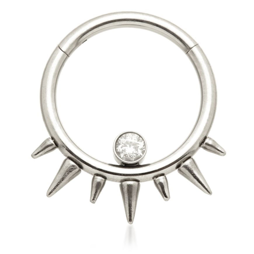 Front facing spike hinged ring – Obsidian Body Piercing