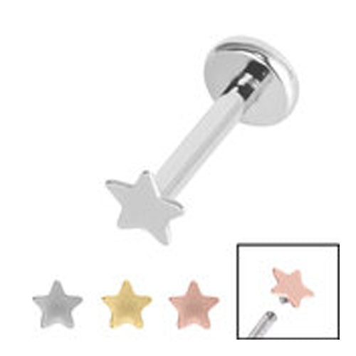 Titanium Internal thread Labret - flat plain star – Obsidian Body Piercing