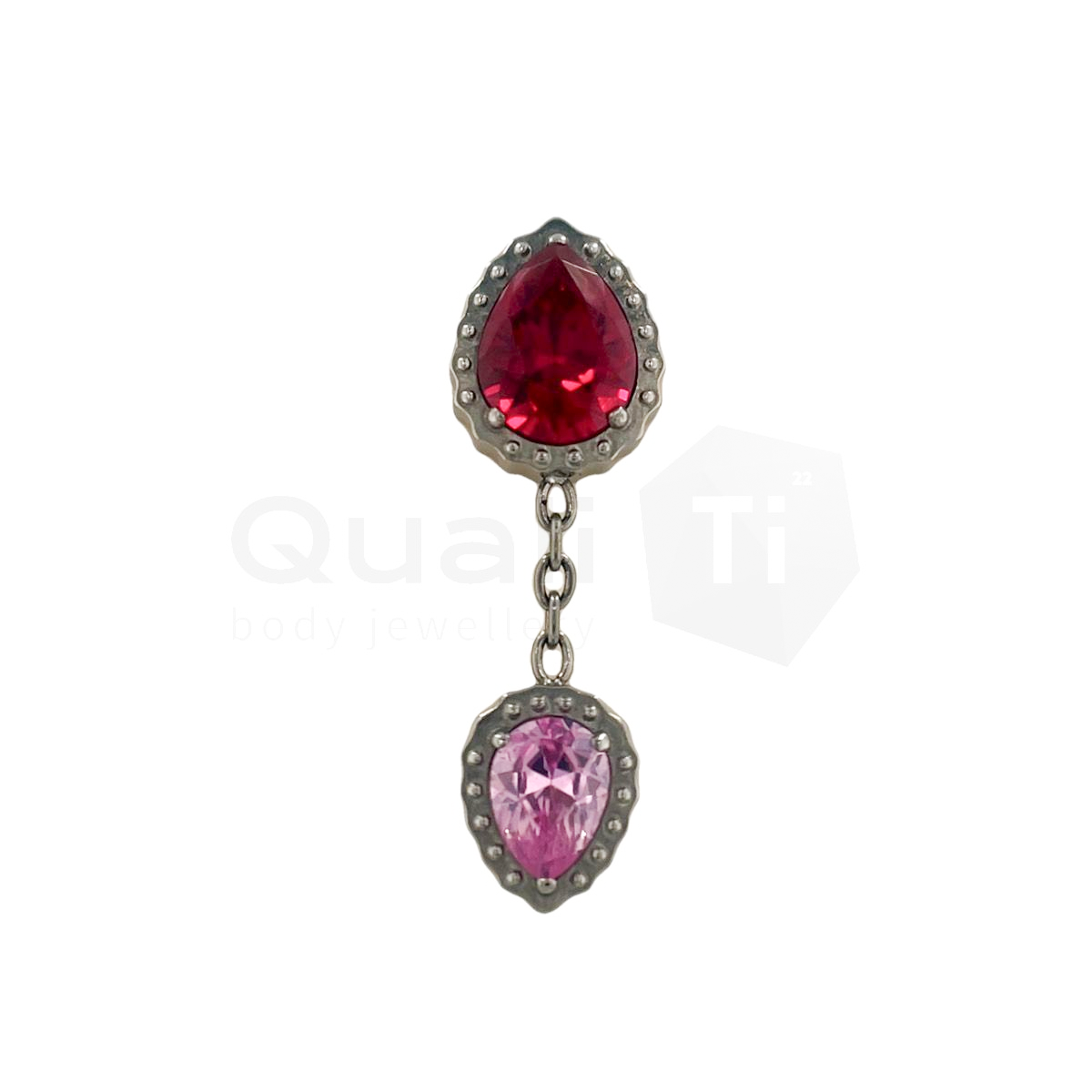 ‘Mirrored Pyrus’ in Pink Threadless Attachment – Obsidian Body Piercing