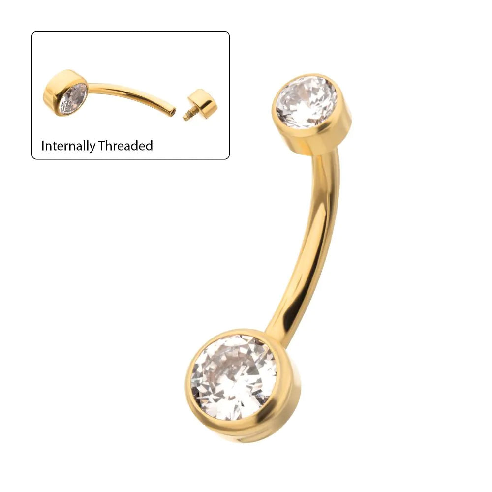 Initial Piercing - Mini Belly bar 24k Gold plated – Obsidian Body Piercing