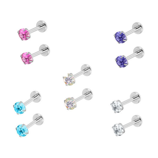 Initial Piercing - Titanium earring labrets Claw-set Crystals ...