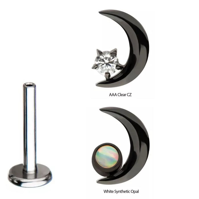 Initial Piercing - Black pvd Quarter Moon Labret – Obsidian Body Piercing